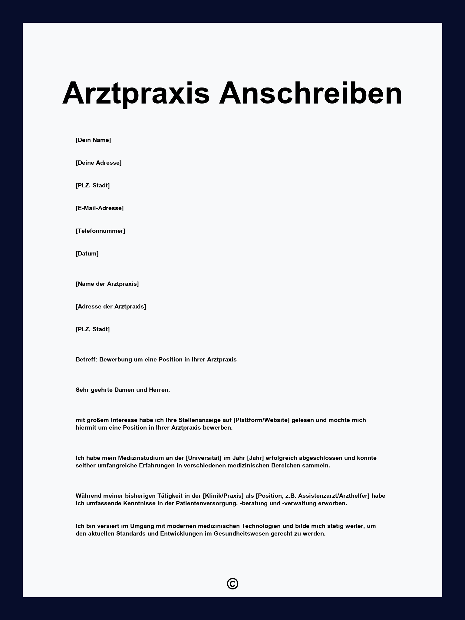Arztpraxis Anschreiben