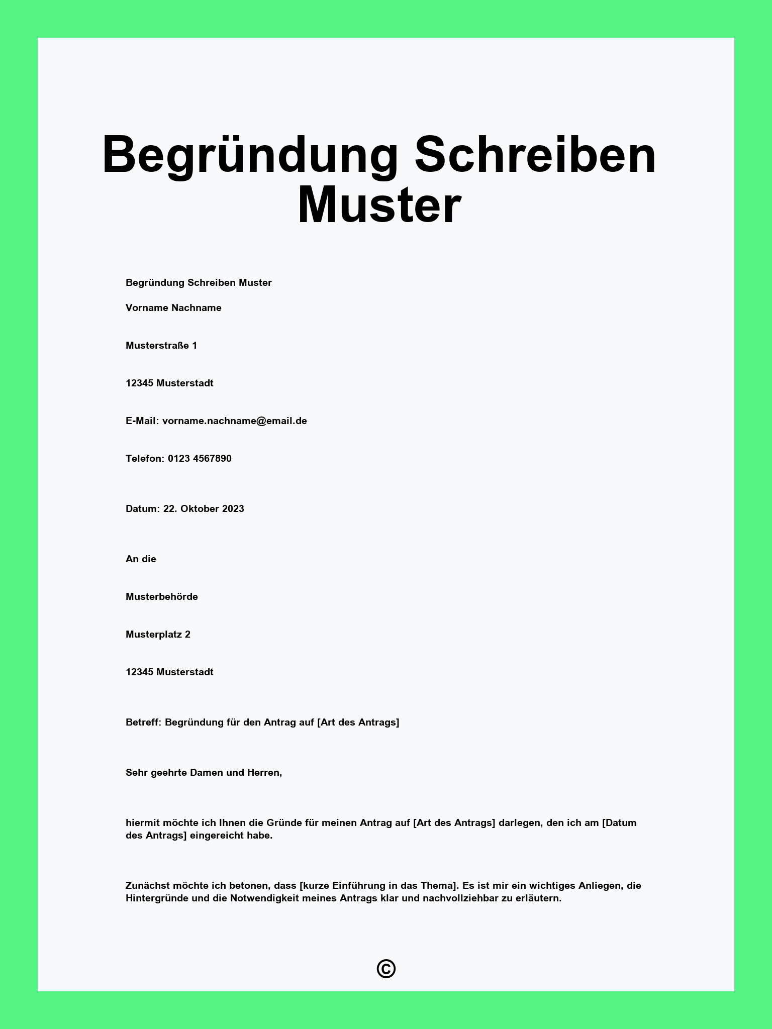 Begründung Schreiben Muster