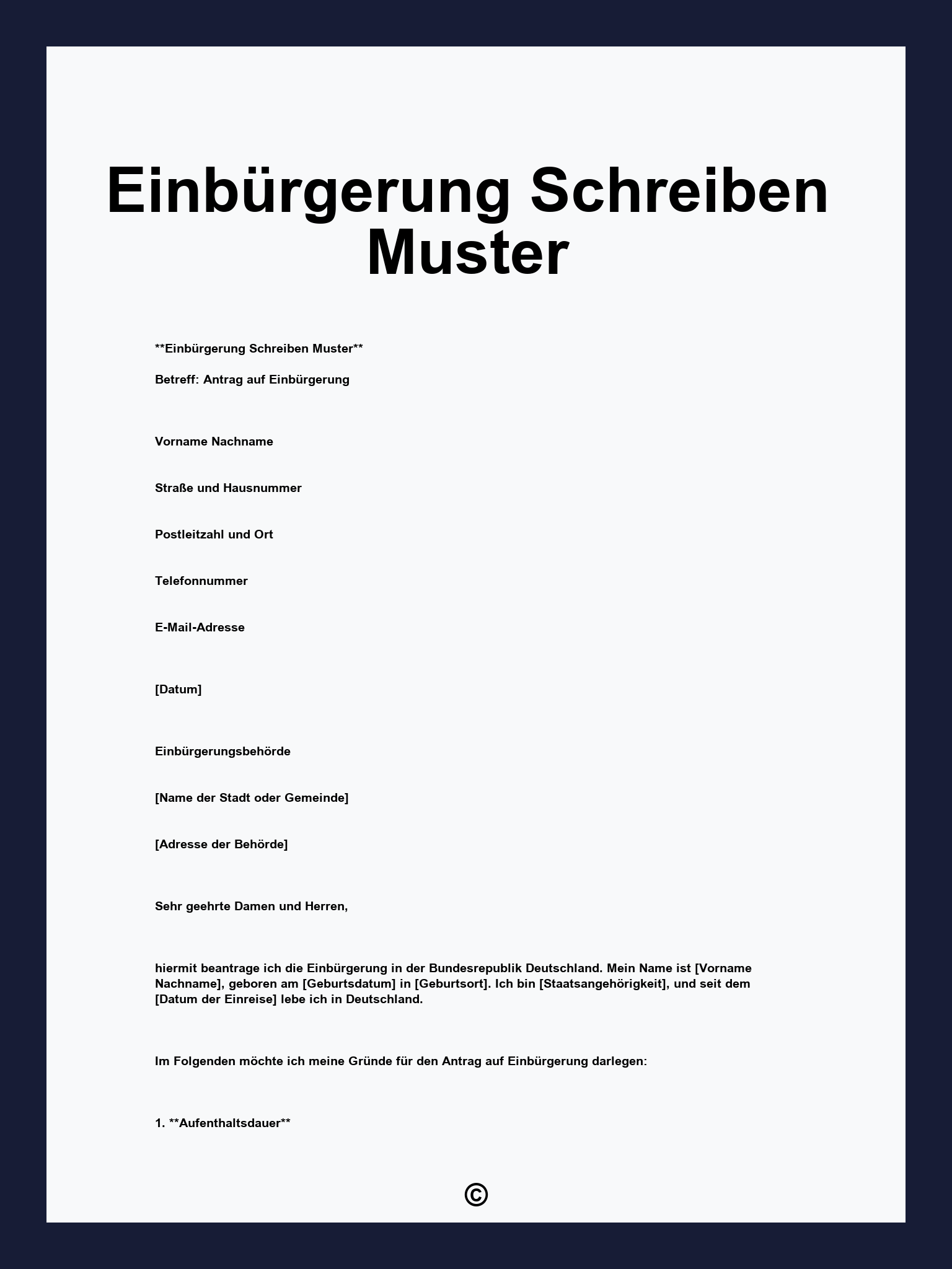 Einbürgerung Schreiben Muster
