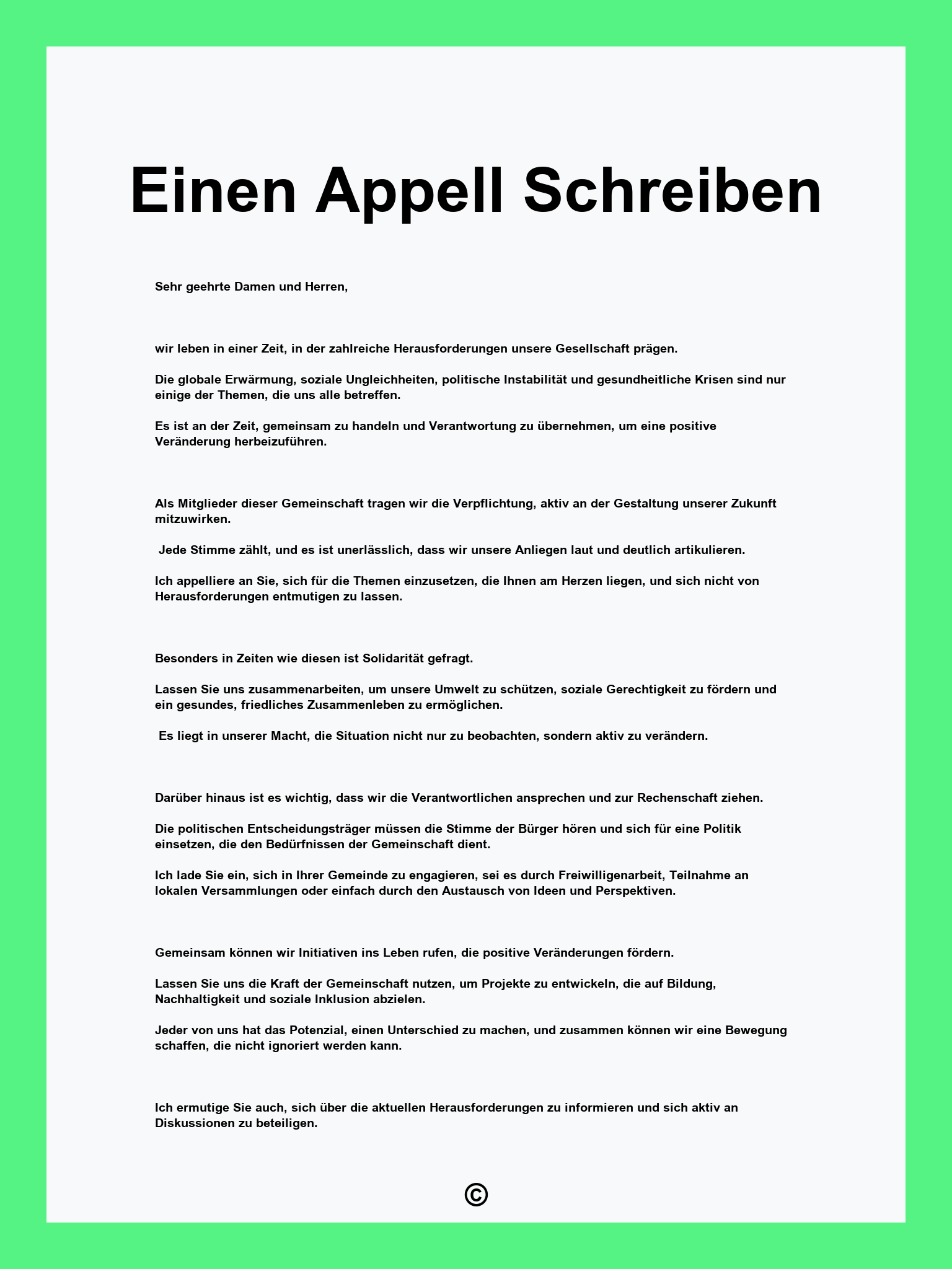 Einen Appell Schreiben