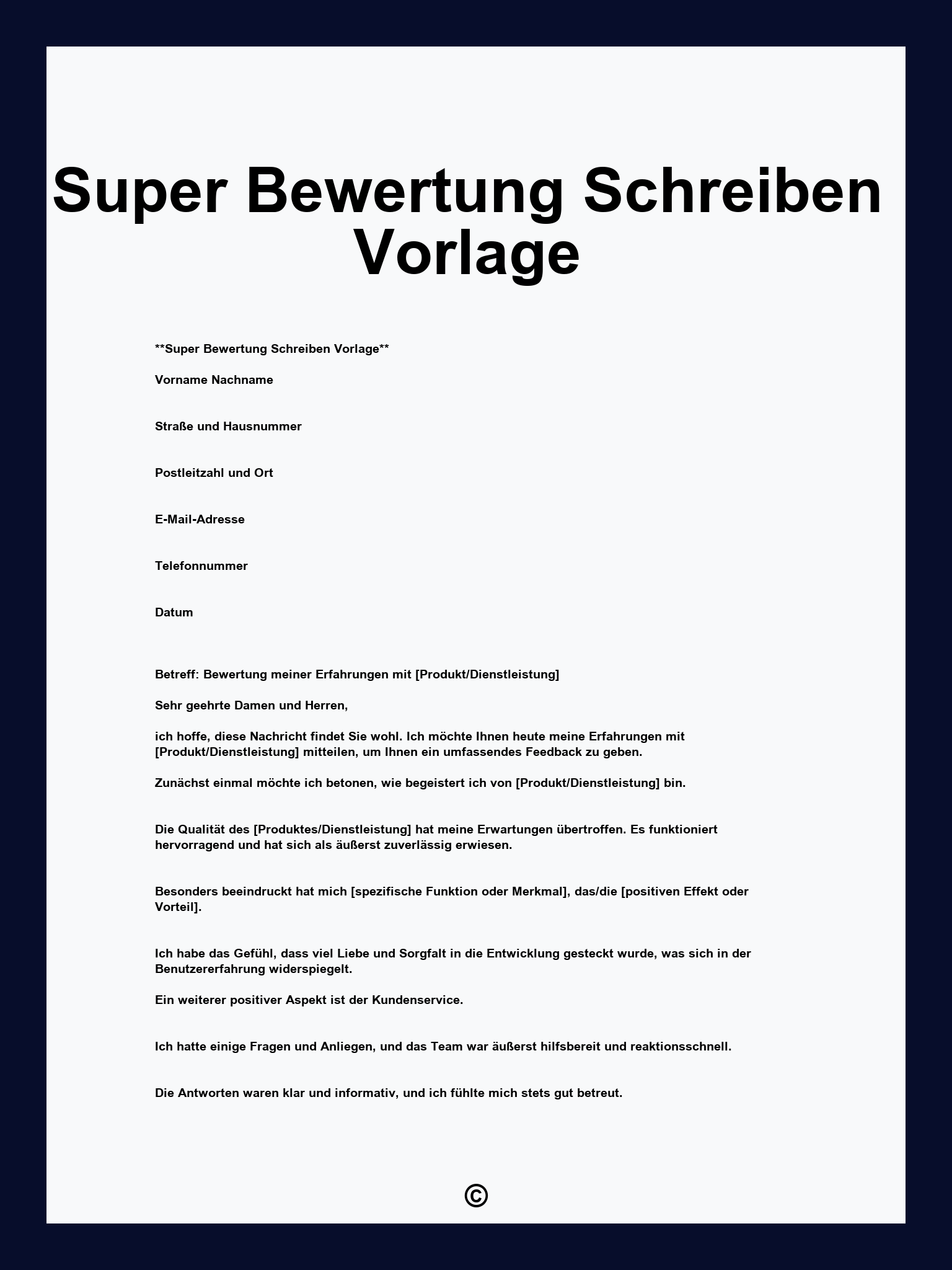 Super Bewertung Schreiben Vorlage