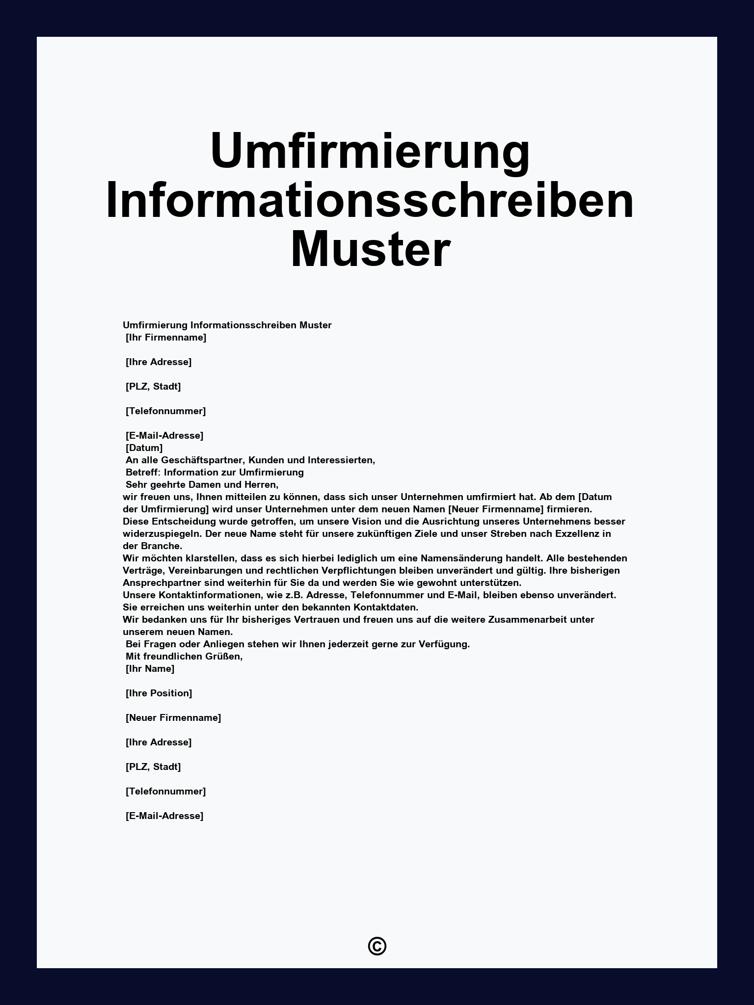 Umfirmierung Informationsschreiben Muster